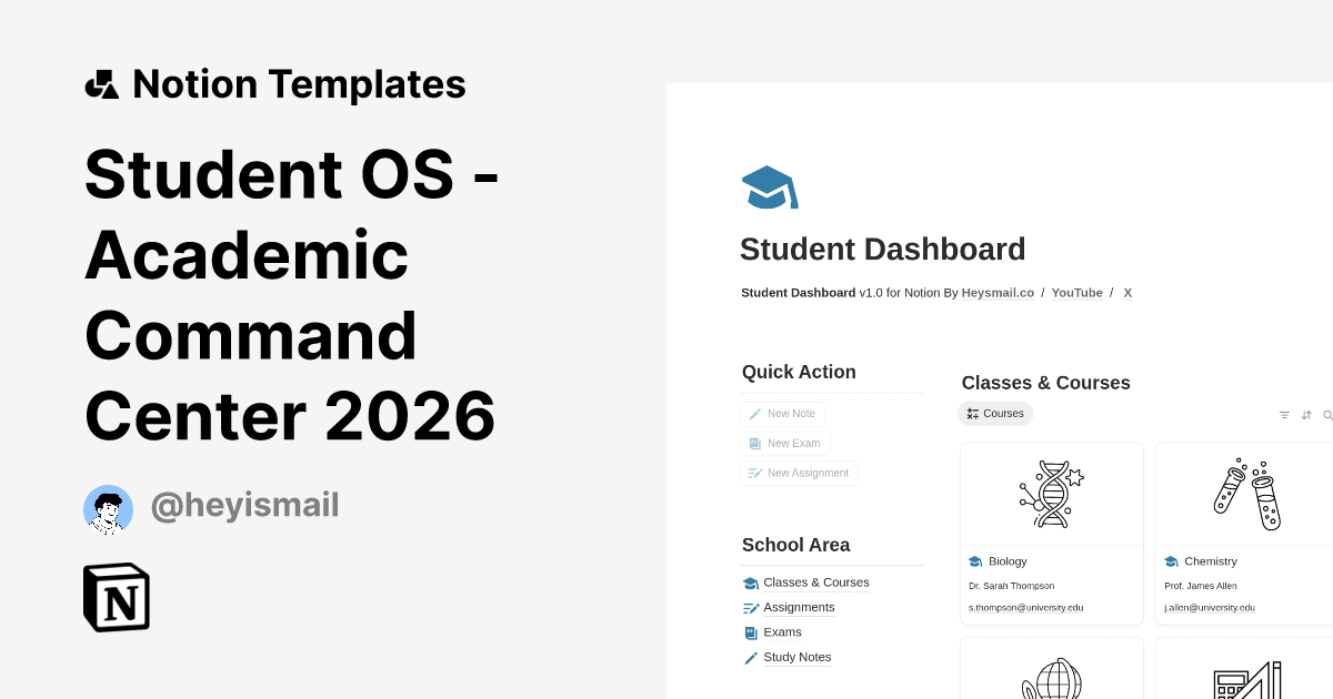 Student OS - Academic Command Center 2026 Template | Notion Marketplace