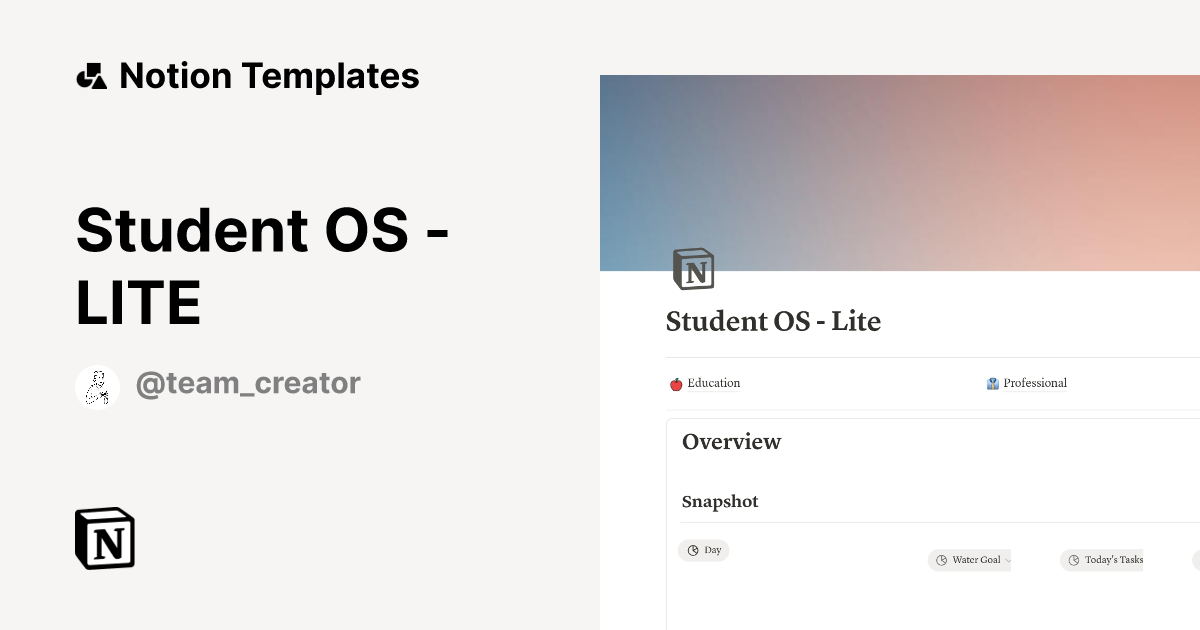 Student OS - LITE Template by Andres Cortes | Notion Marketplace