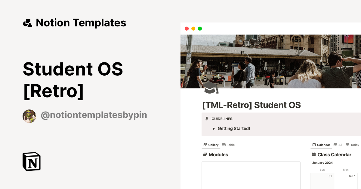 Student OS [Retro] Template by NotionTemplatesbyPin | Notion Marketplace