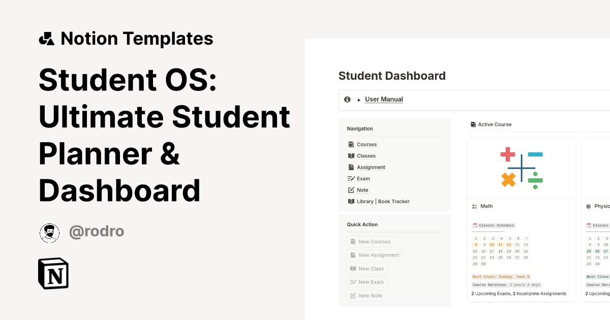Student OS: Ultimate Student Planner & Dashboard Template | Notion Marketplace