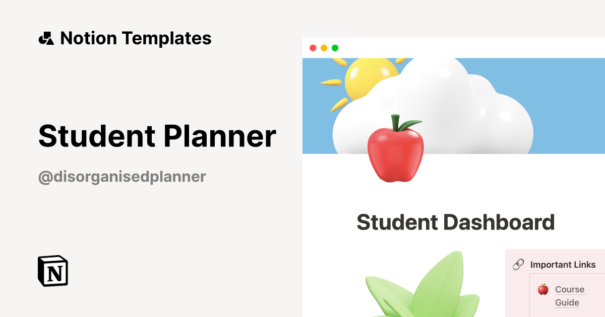 Student Planner Template by Disorganised Planner | Notion Marketplace