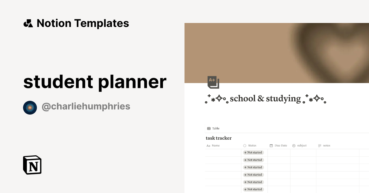 student planner Template | Notion Marketplace