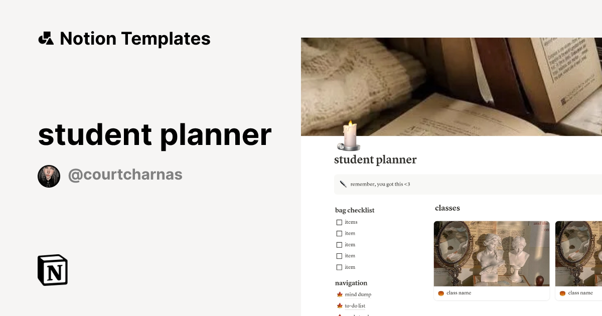 student planner Template by court | Notion Marketplace