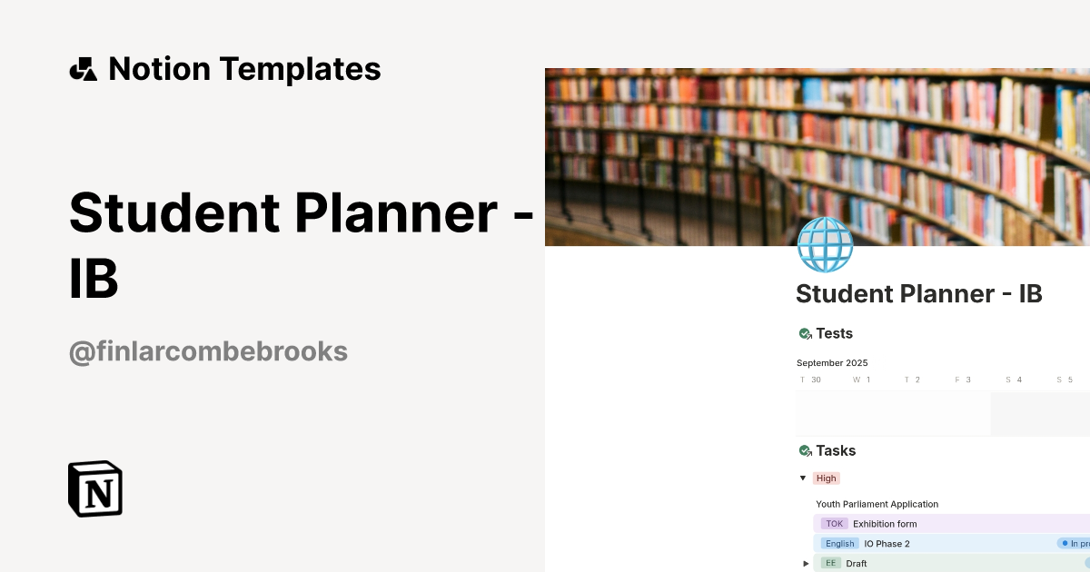 Student Planner - IB Template by Fin Larcombe-Brooks | Notion Marketplace