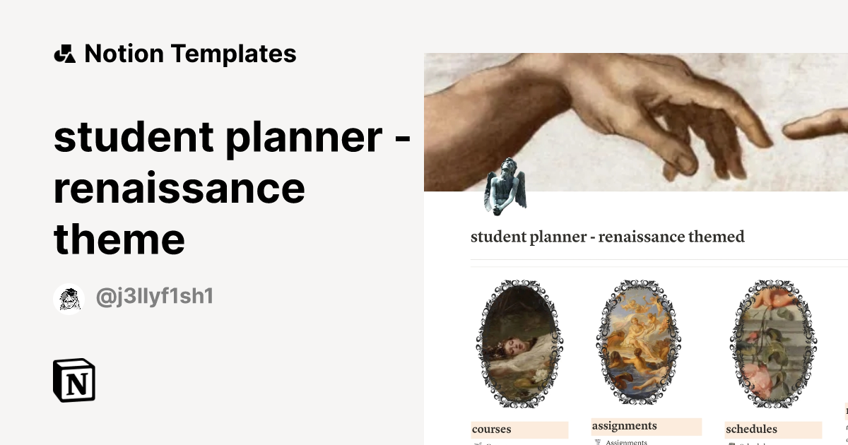 student planner - renaissance theme Template by jelly | Notion Marketplace