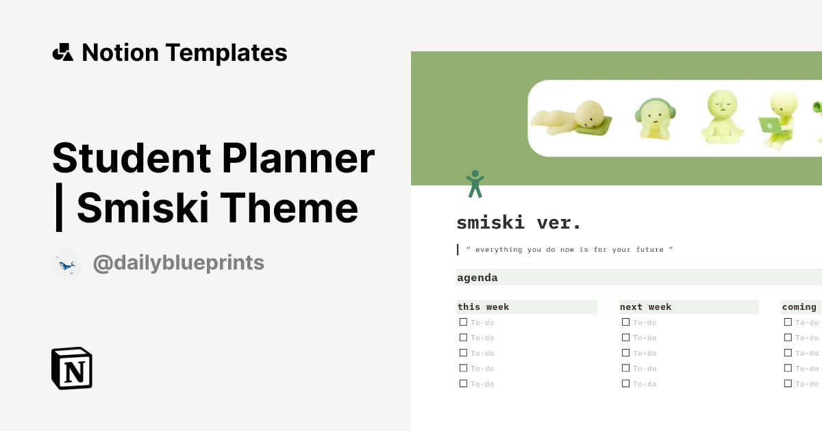 Student Planner | Smiski Theme Template | Notion Marketplace
