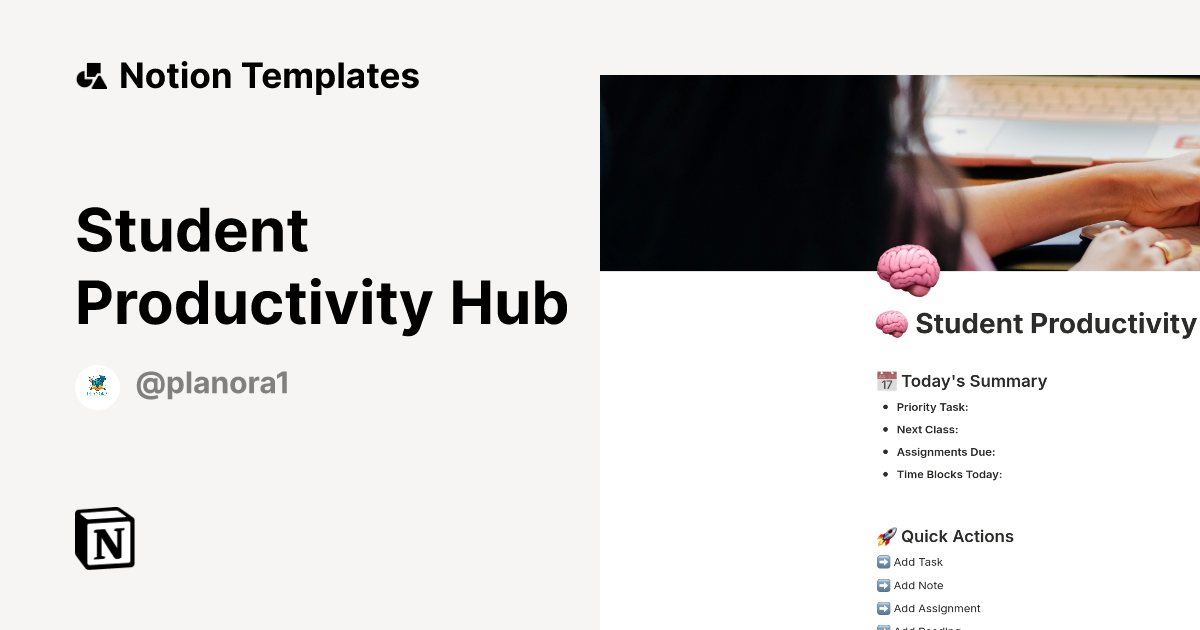 Student Productivity Hub Template by Planora | Notion Marketplace