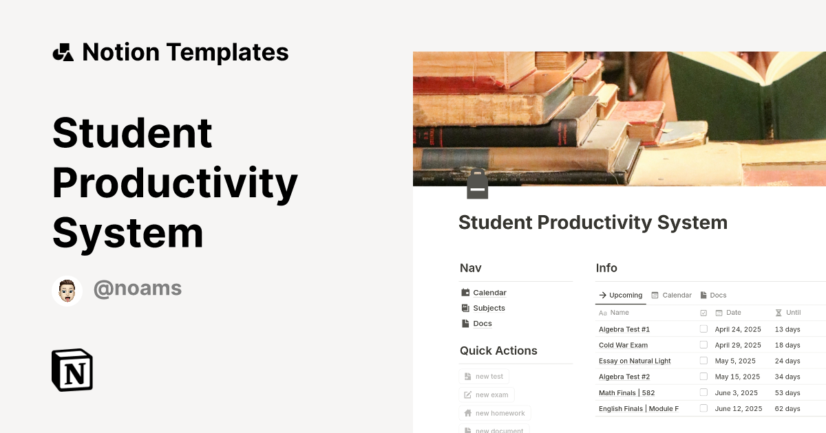 Student Productivity System Template by Noam | Notion Marketplace