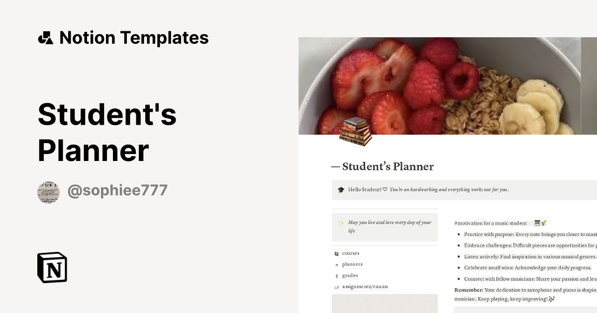 Student's Planner Template | Notion Marketplace