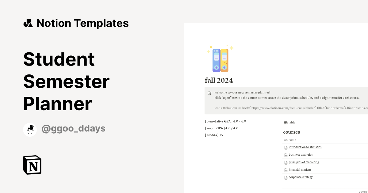 Student Semester Planner Template | Notion Marketplace