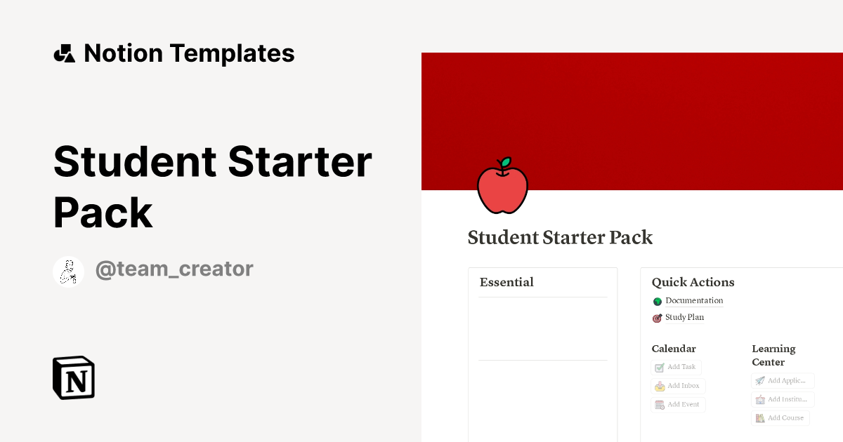 Student Starter Pack Template by Andres Cortes | Notion Marketplace