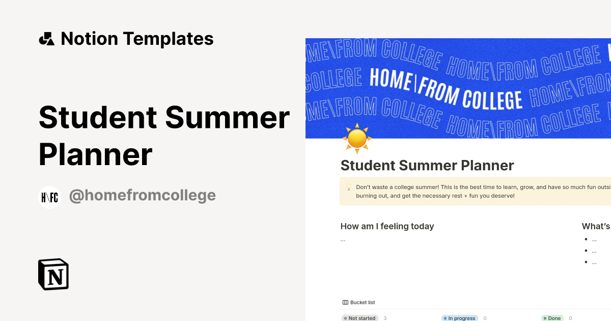 Student Summer Planner Template | Notion Marketplace