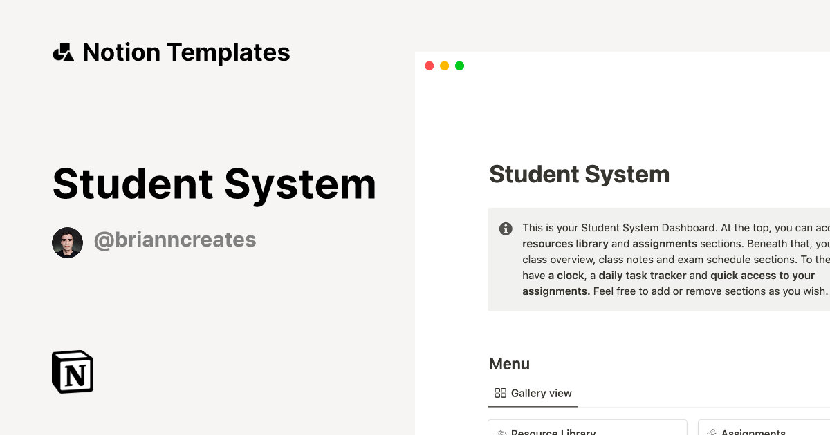 Student System Template | Notion Marketplace