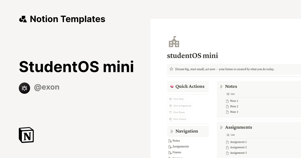 StudentOS mini Template by Exon | Notion Marketplace