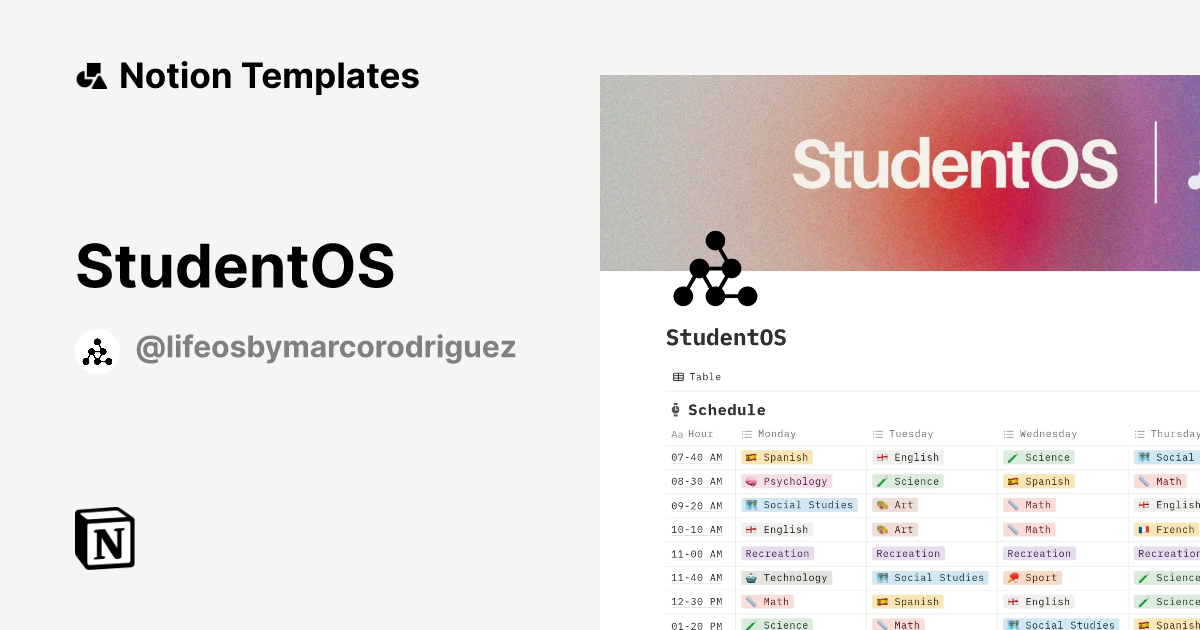 StudentOS Template by LifeOS | Notion Marketplace