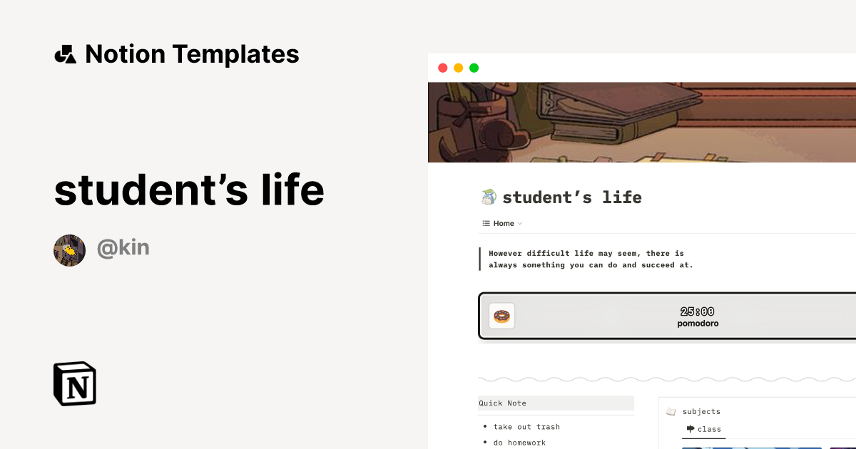 student’s life Template by Kin | Notion Marketplace