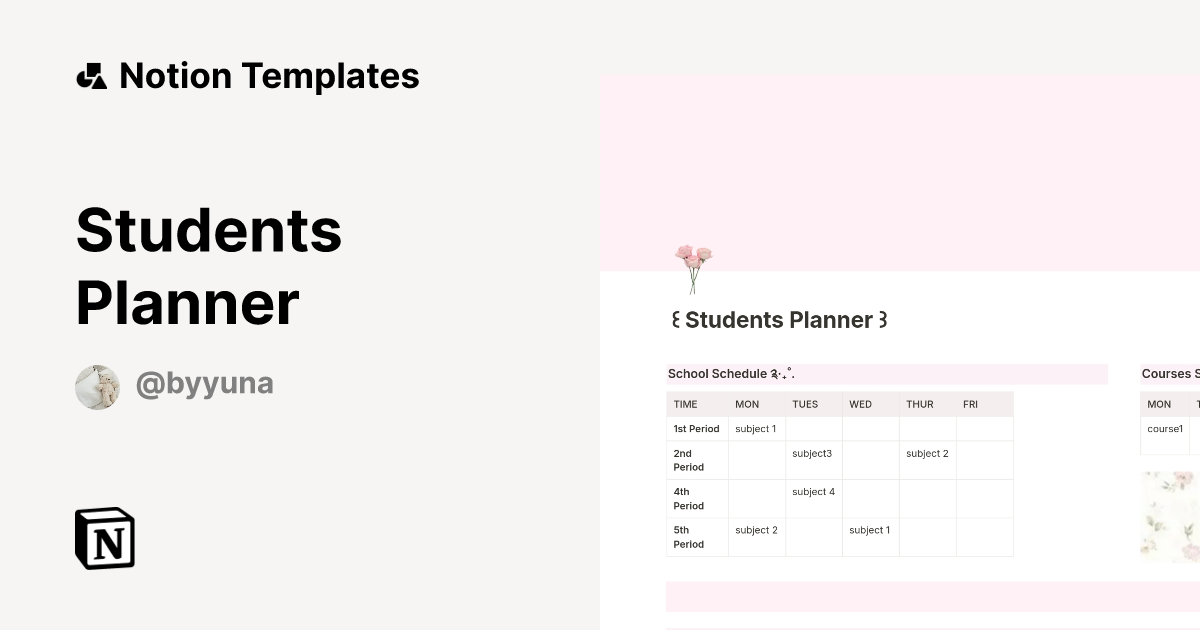 Students Planner Template | Notion Marketplace