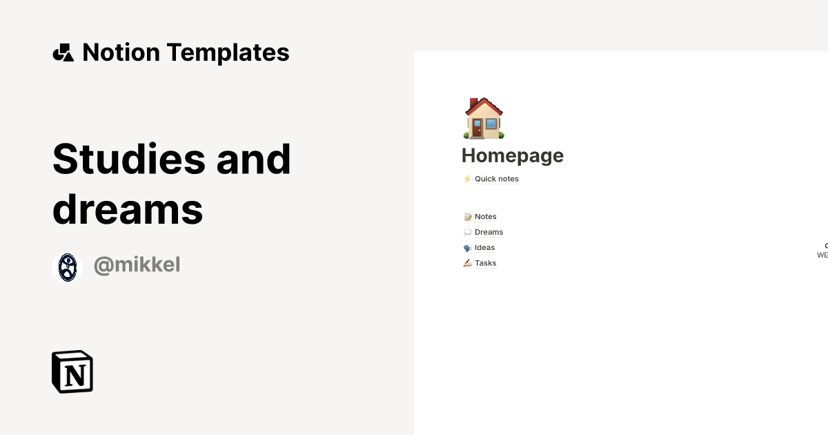 Studies and dreams Template | Notion Marketplace