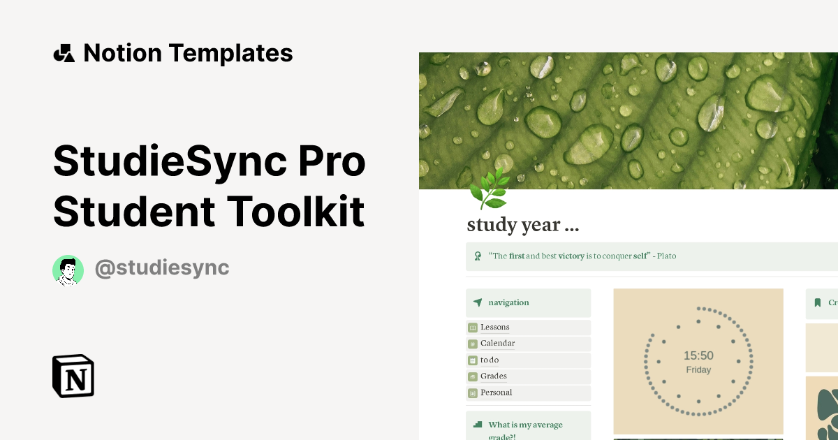 StudieSync Pro Student Toolkit Template | Notion Marketplace