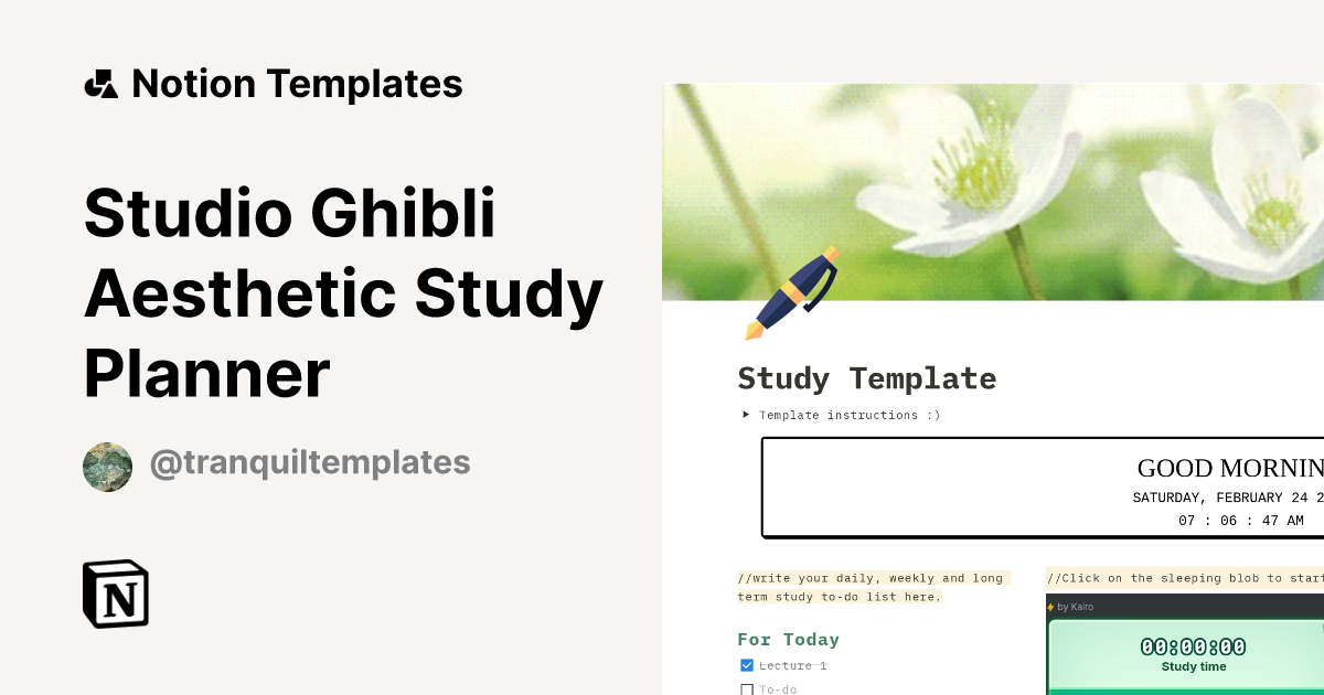 Studio Ghibli Aesthetic Study Planner Template | Notion Marketplace