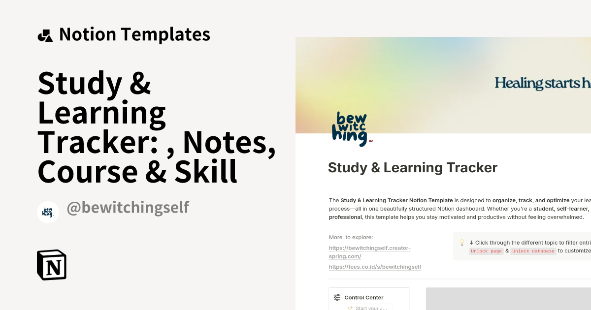 Study & Learning Tracker: , Notes, Course & Skill Template | Notion ...