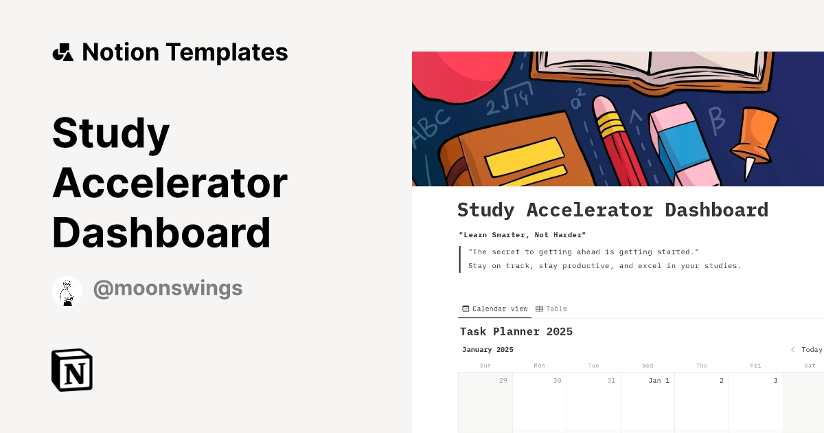 Study Accelerator Dashboard Template | Notion Marketplace