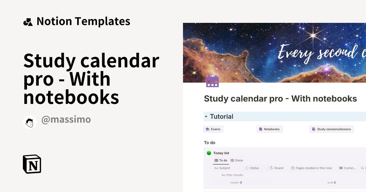 Study calendar pro - With notebooks Template by Massimo | Notion ...