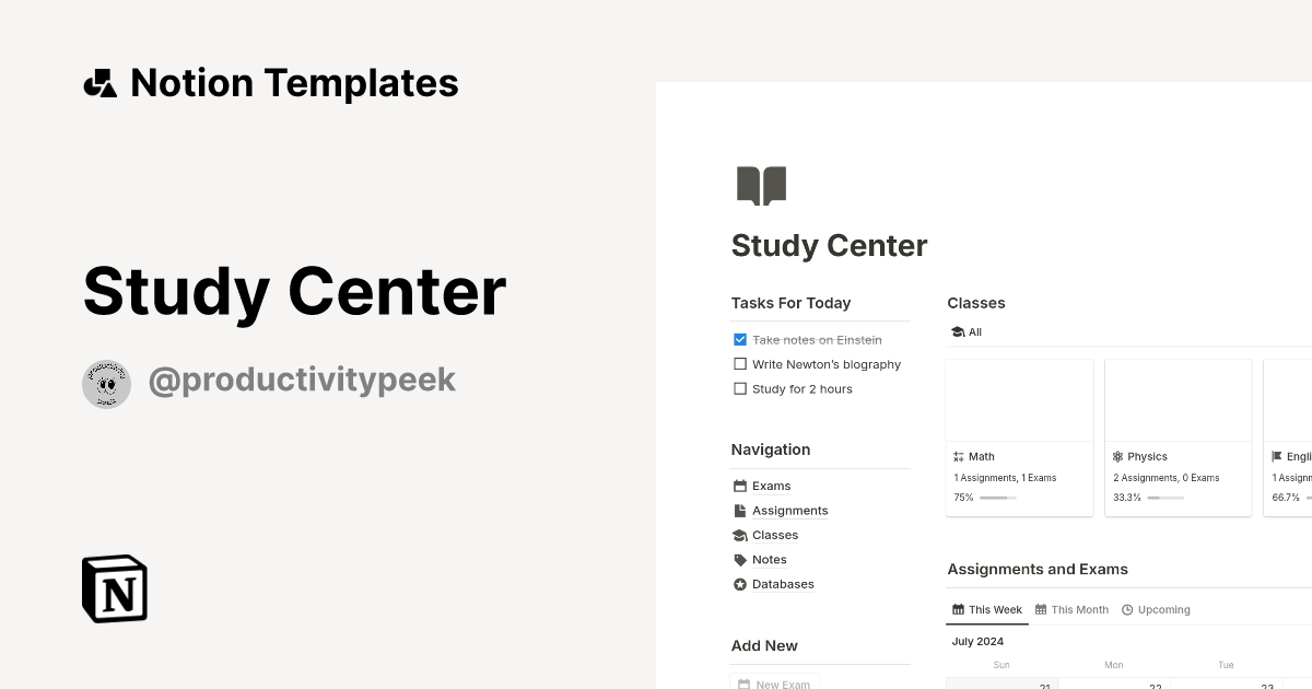 Study Center Template | Notion Marketplace