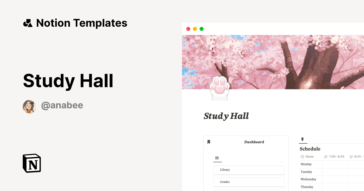 Study Hall Template | Notion Marketplace