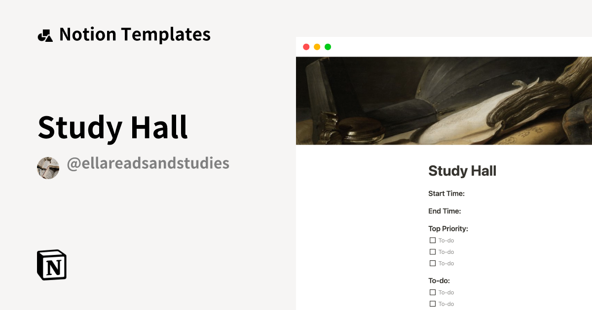 Study Hall Template | Notion Marketplace