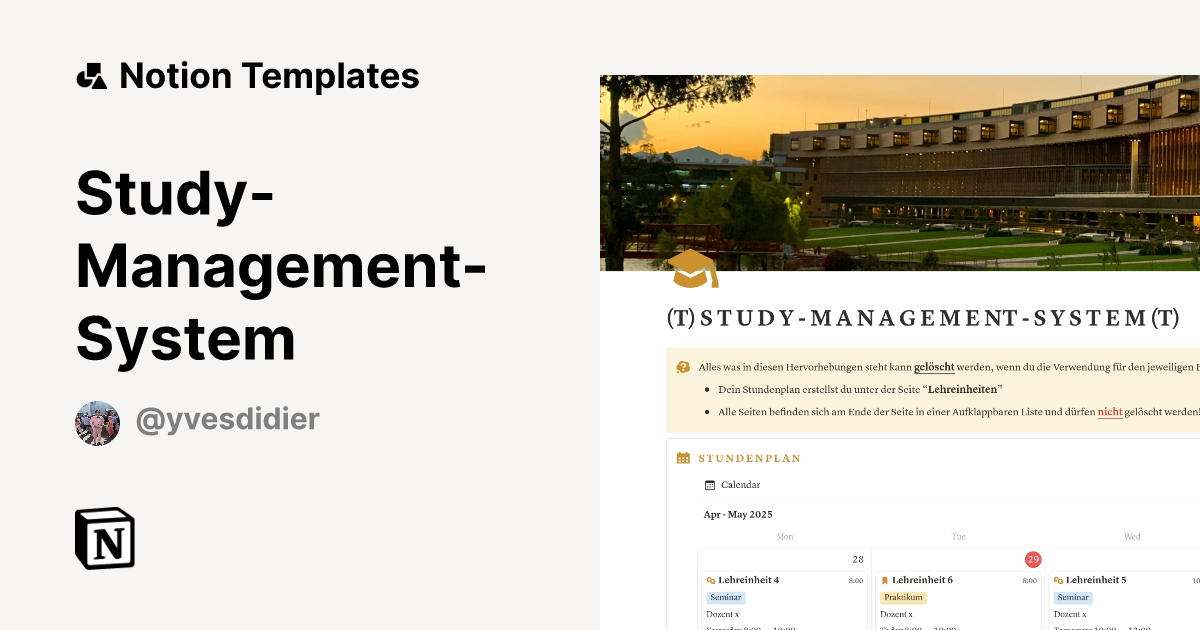 Study-Management-System Template | Notion Marketplace