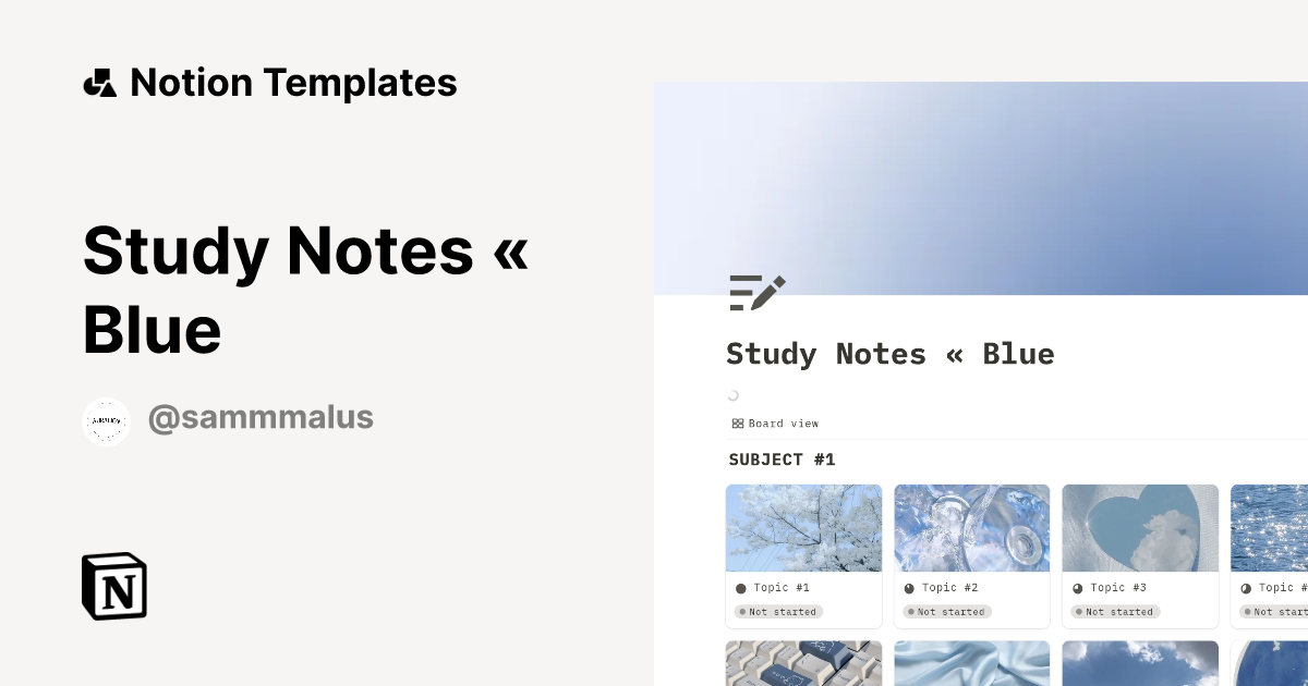 Study Notes « Blue Template | Notion Marketplace
