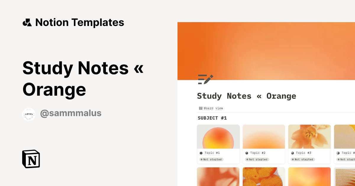 Study Notes « Orange Template by Auralign Templates | Notion Marketplace