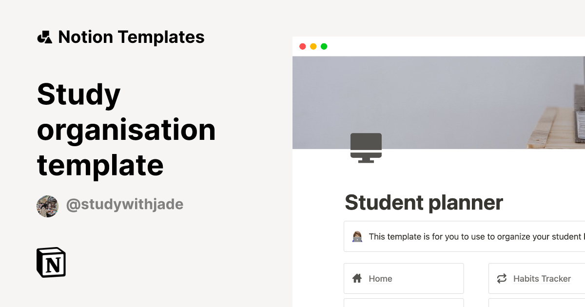 Study organisation template Template | Notion Marketplace