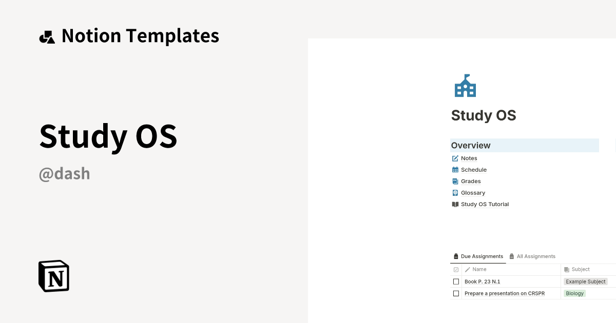 Study OS Template by Dash | Notion Marketplace