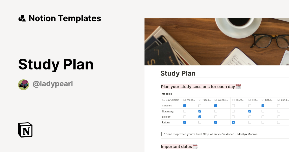Study Plan Template | Notion Marketplace