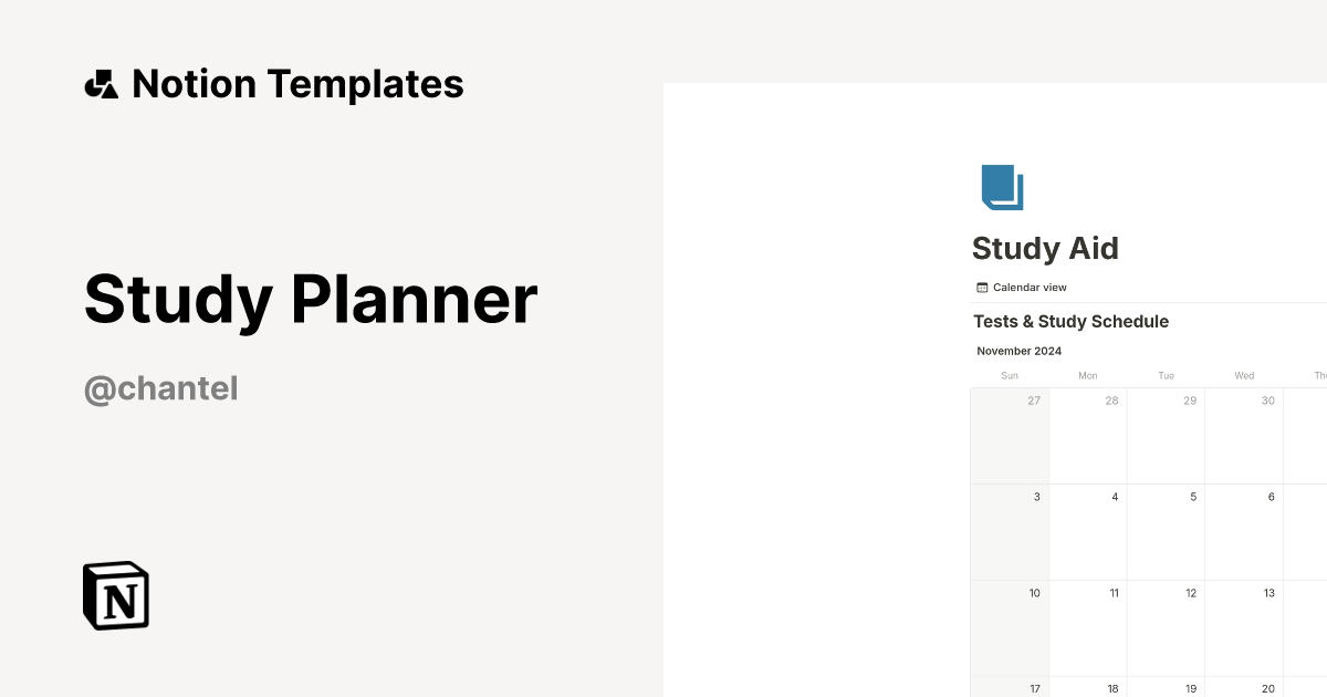 Study Planner Template by Chantel | Notion Marketplace