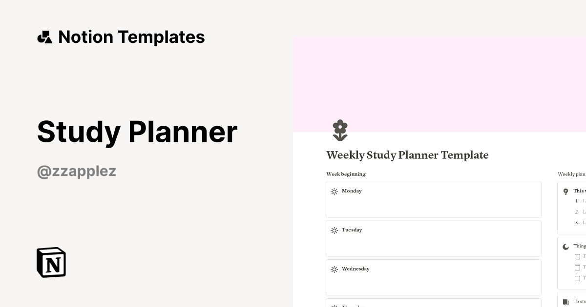 Study Planner Template by Fem | Notion Marketplace