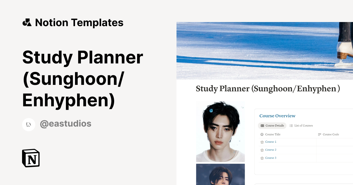 Study Planner (Sunghoon/Enhyphen) Template by EA Studios | Notion ...