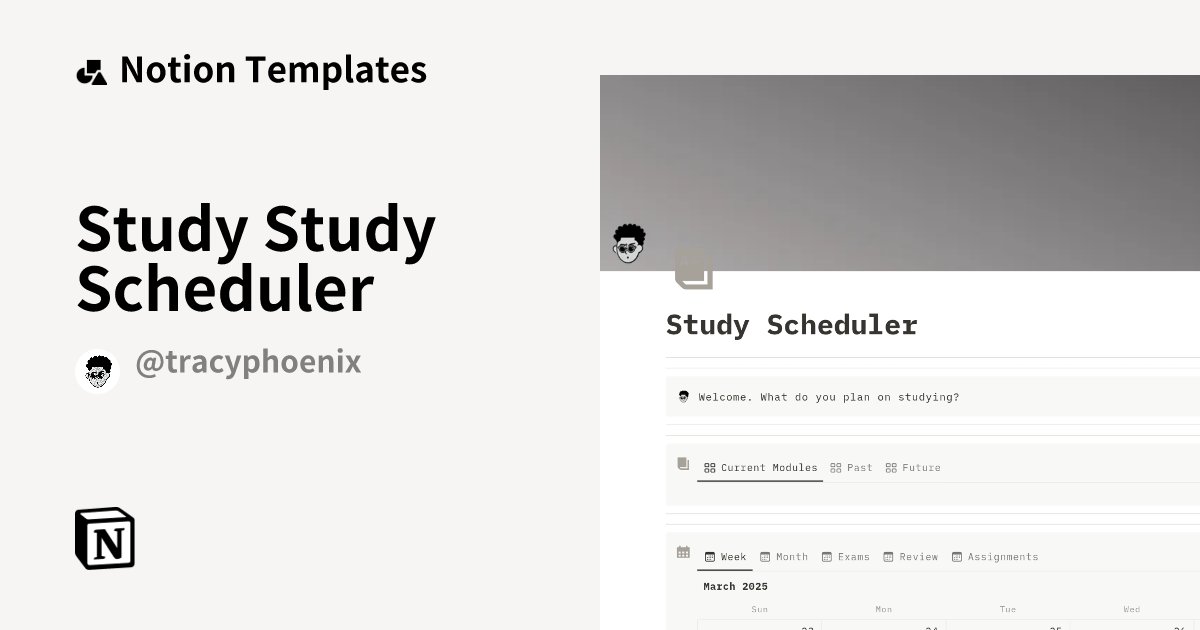 Study Study Scheduler Template by Tracy | Notion Marketplace