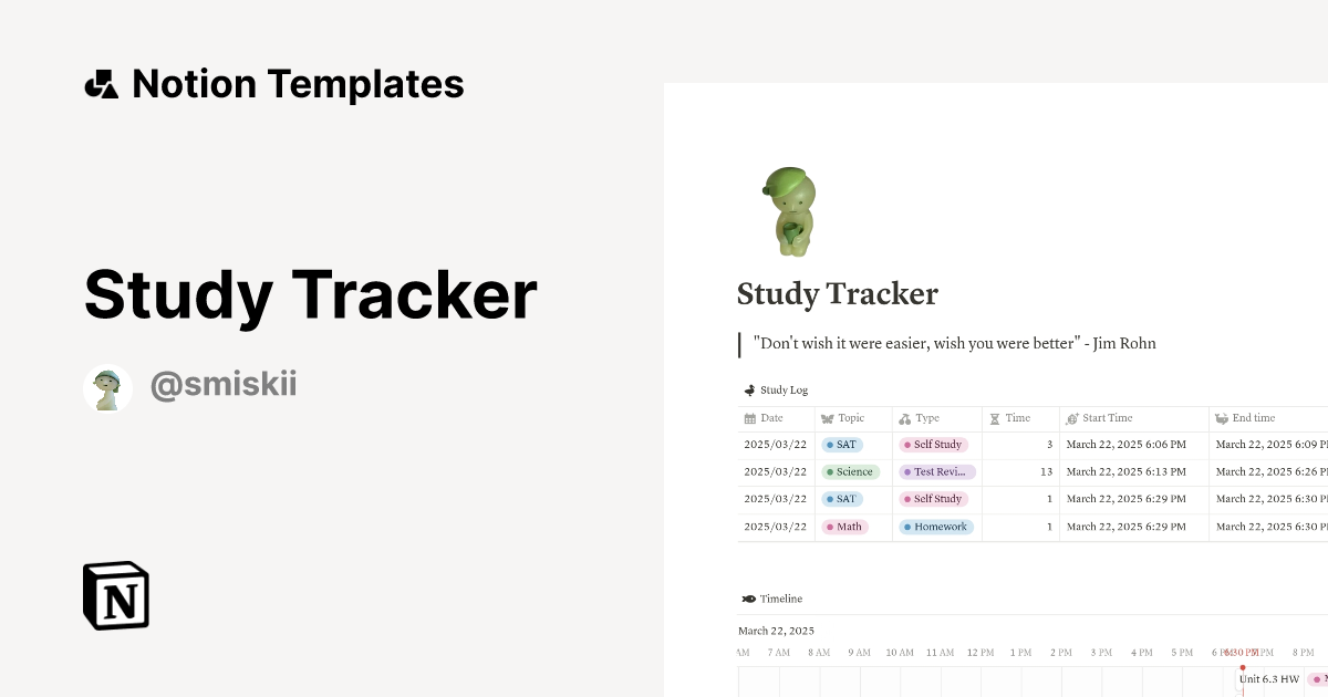 Study Tracker Template | Notion Marketplace