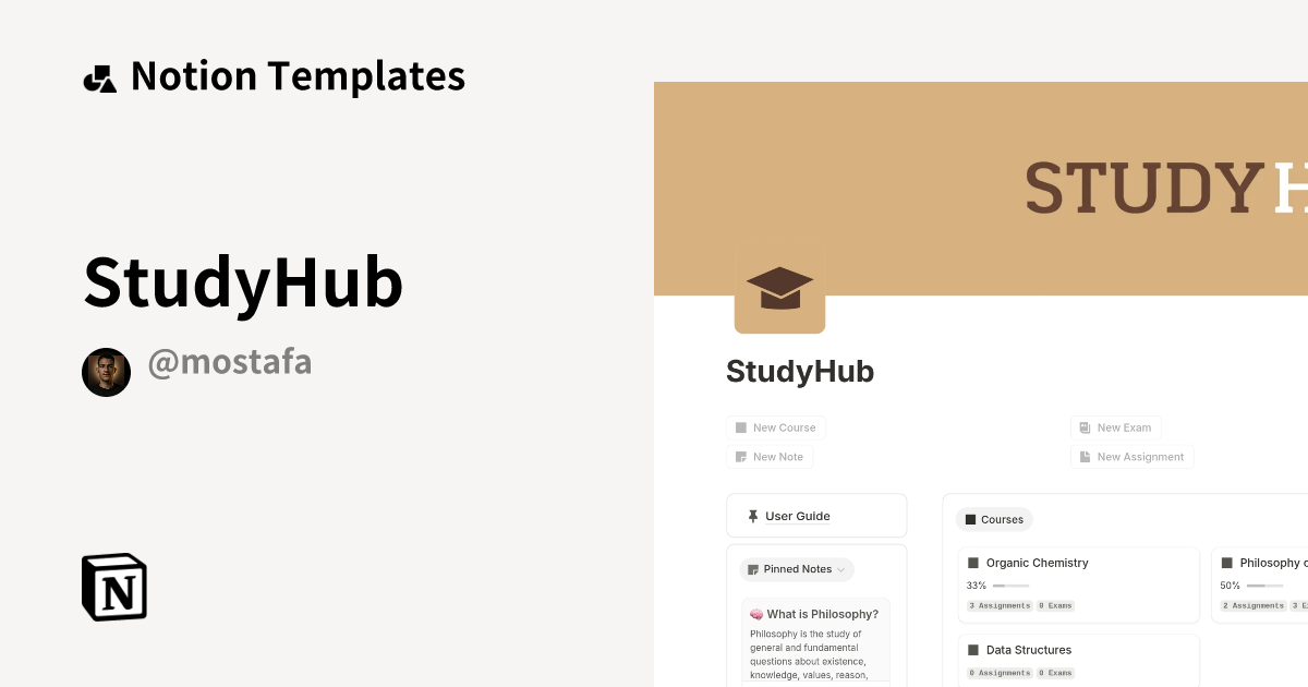 StudyHub Template by Mostafa Yasser | Notion Marketplace