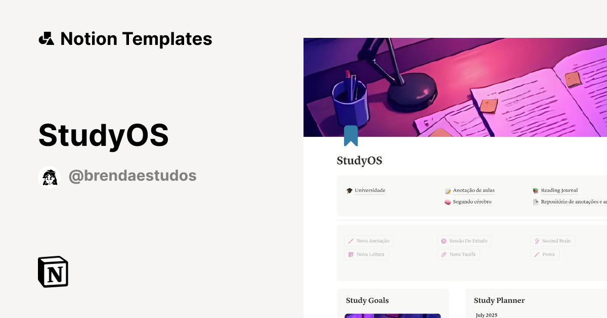 StudyOS Template by Brenda Estudos | Notion Marketplace