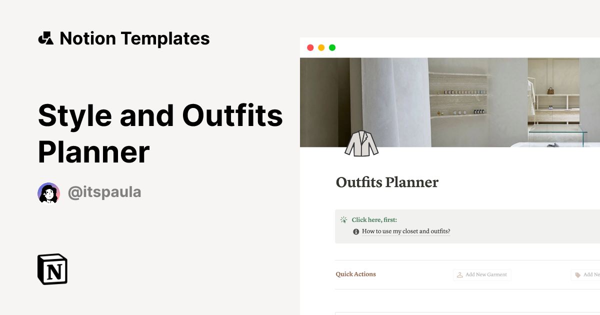Style and Outfits Planner Template by Paula | Notion Marketplace