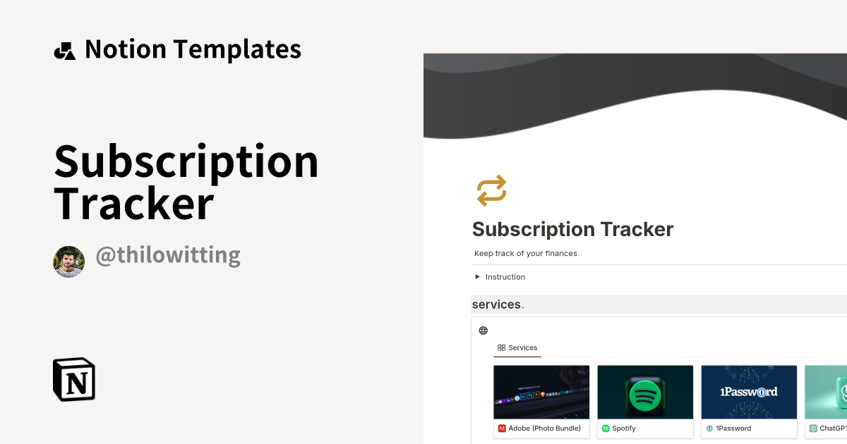Subscription Tracker Template | Notion Marketplace
