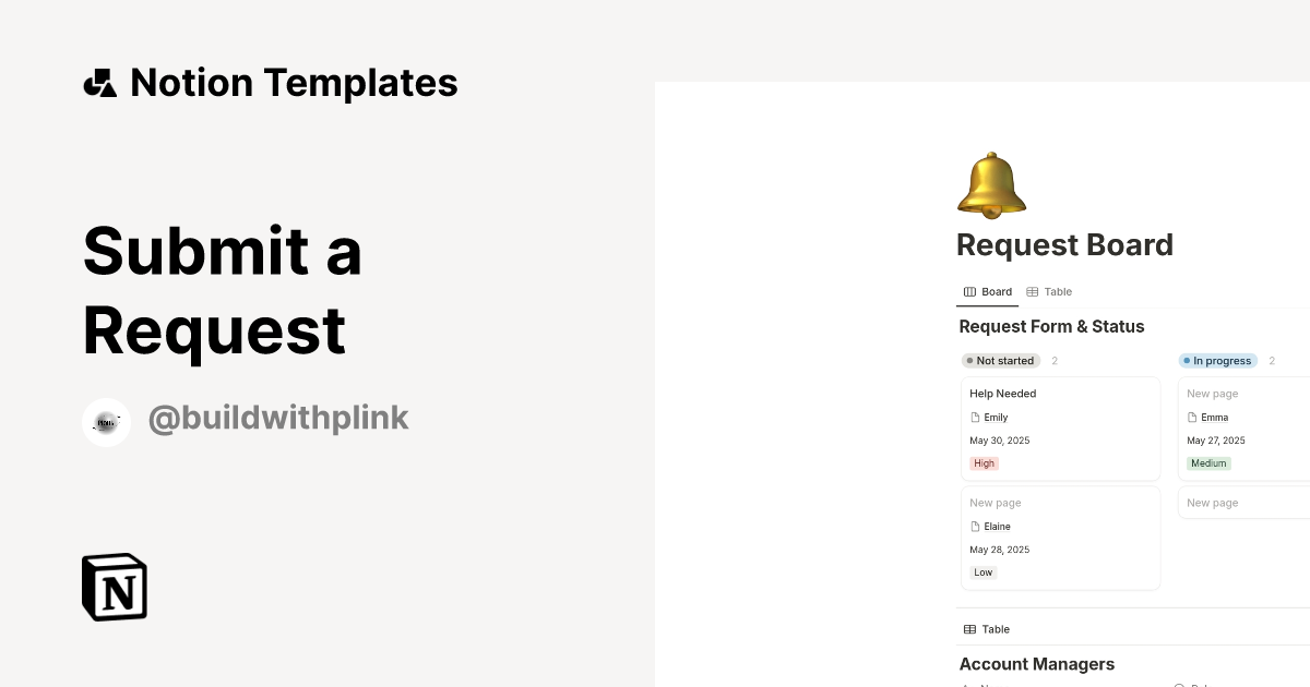 Submit a Request Template by Plonk | Notion Marketplace
