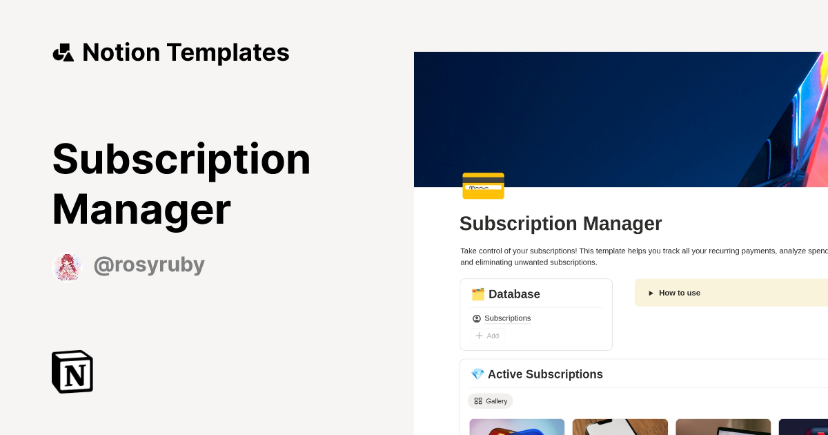 Subscription Manager Template | Notion Marketplace