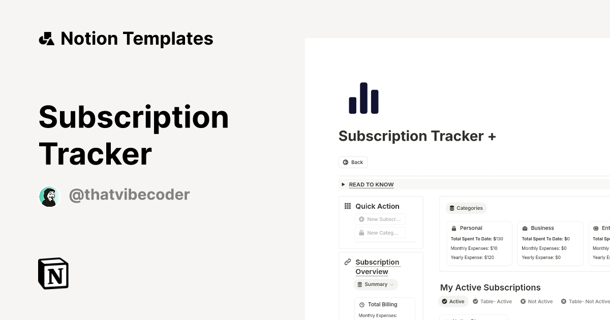 Subscription Tracker Template | Notion Marketplace