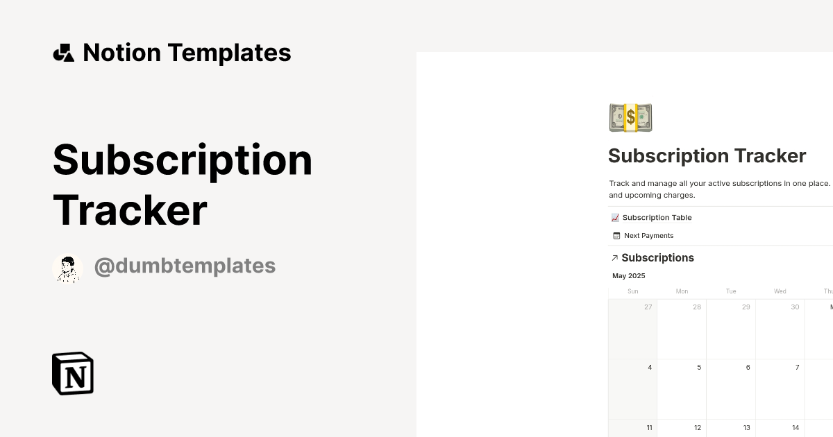 Subscription Tracker Template | Notion Marketplace