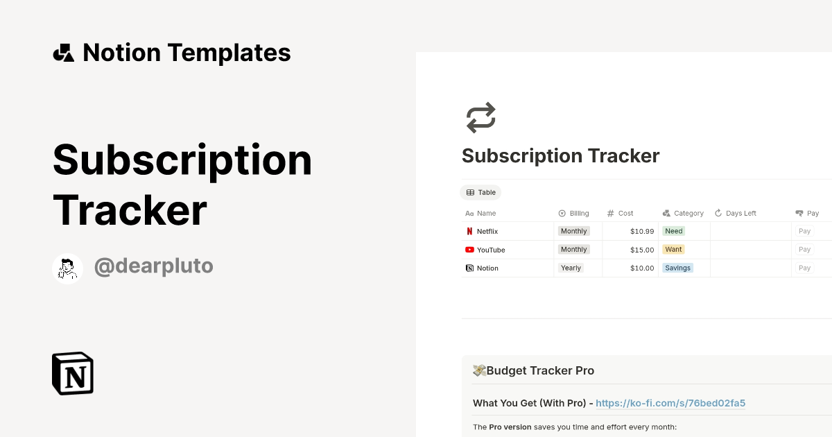 Subscription Tracker Template | Notion Marketplace